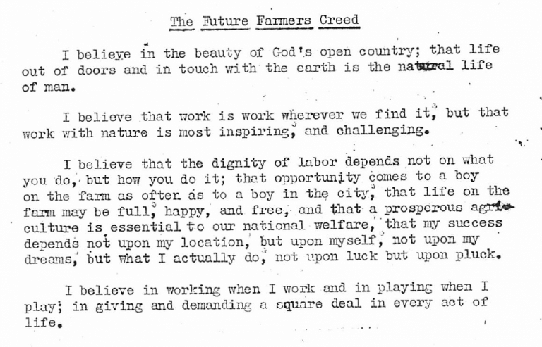The Origins and Revisions of the FFA Creed (1/17/2020) – The Friday ...